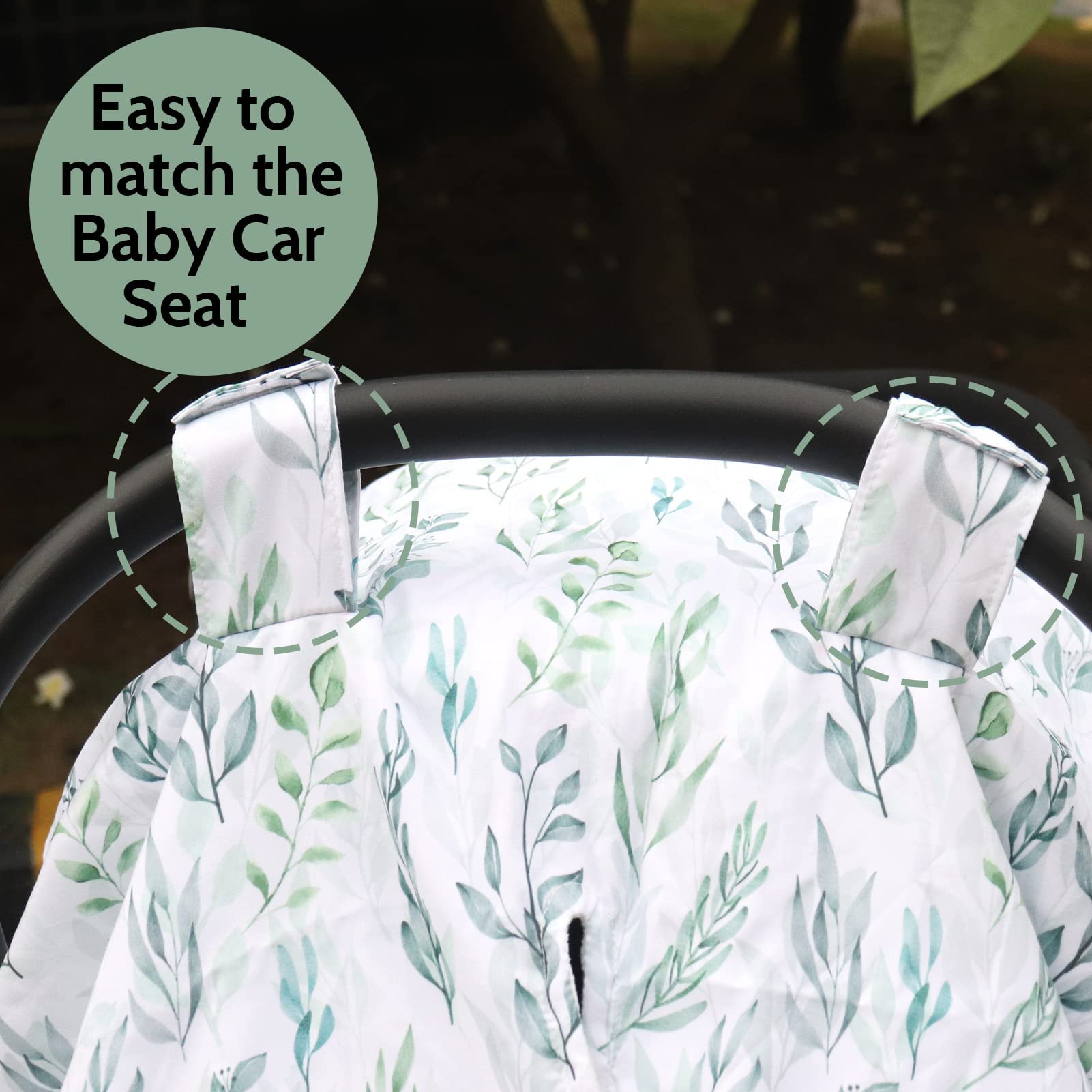 DILIMI Baby Car Seat Cover and Peekaboo Opening Infant Car Seat Canopy for Baby Boys Girls, Soft Breathable Breastfeeding Cover, Green Leaf