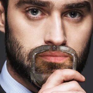 Goatee Shaving Template for Men with 5 Different Sizes, Beard Guide Shaper with Comb, Beard Shaping & Styling Template Perfect for Hairline Line-up, Edging, Stencil for Trimming, Mustache, Goatee