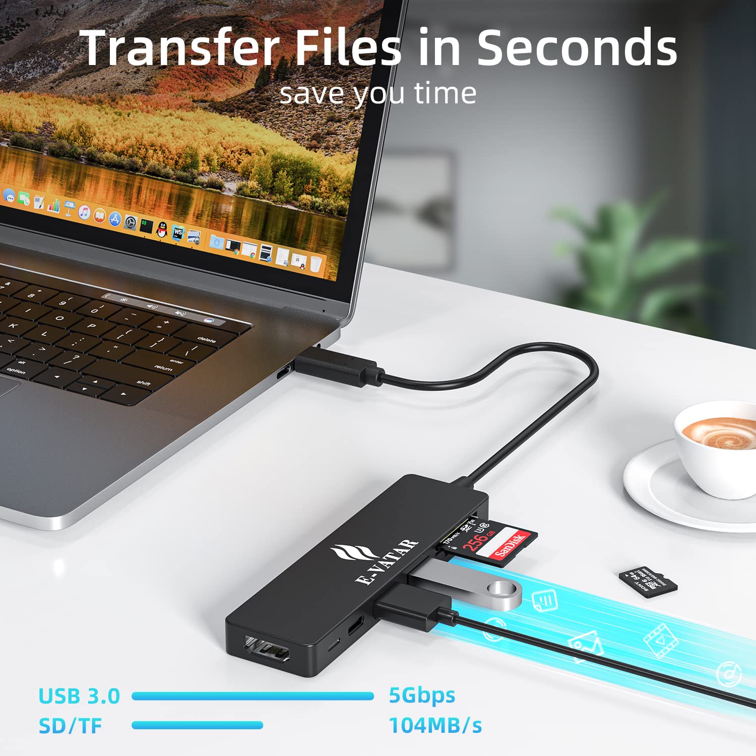 USB C Hub, Familycrazy Portable USB c to USB hub with 100W PD, 4K HDMI, 2 USB 3.0, Micro SD and TF Card Reader, Suitable for MacBook Pro/Air, iPad Pro, Dell, XPS, Surface, and Type-C Devices