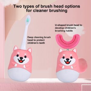 TANCOLA Ultrasonic Kid's U-Shaped Electric Toothbrush handrees Toothbrush - Toddler Toothbrushes Whole Mouth Automatic Soft Ultrasonic Teeth Brushes Rechargeable for Boys Girls Children (Pink)