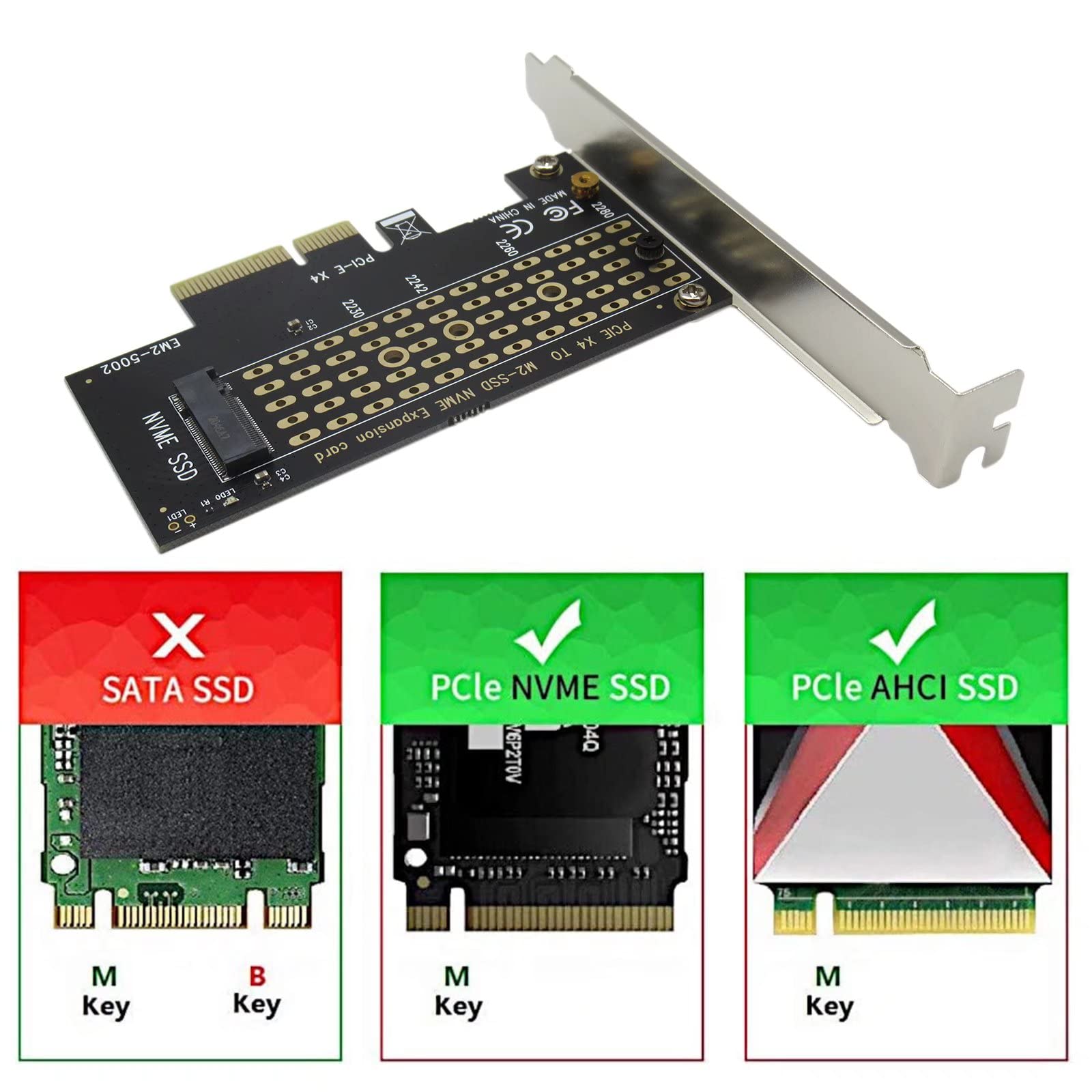 2x M.2 NVMe drive to a PCI-e 3.0 port for M key NVMe drives with PCIe support only Fits a PCIe x4, x8, or x16 slot