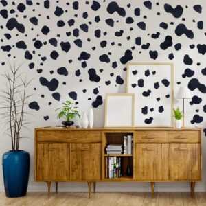 Wusteg 368Pcs Cow Print Stickers Self-Adhesive Wall Decals Removable Cartoon Spot Pattern Vinyl Art Decal Decor for Bedroom Living Room Nursery Decor, 11.4 x 8.26 Inch