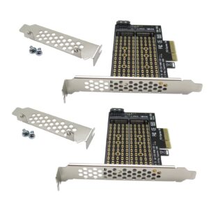 2x M.2 to PCIe NVMe and SATA SSD Dual M Key and/or B Key Adapter Card 2242 2260 2280 M2 Drive to Desktop PCI Express x4 x8 x16 Slot, Includes Brackets