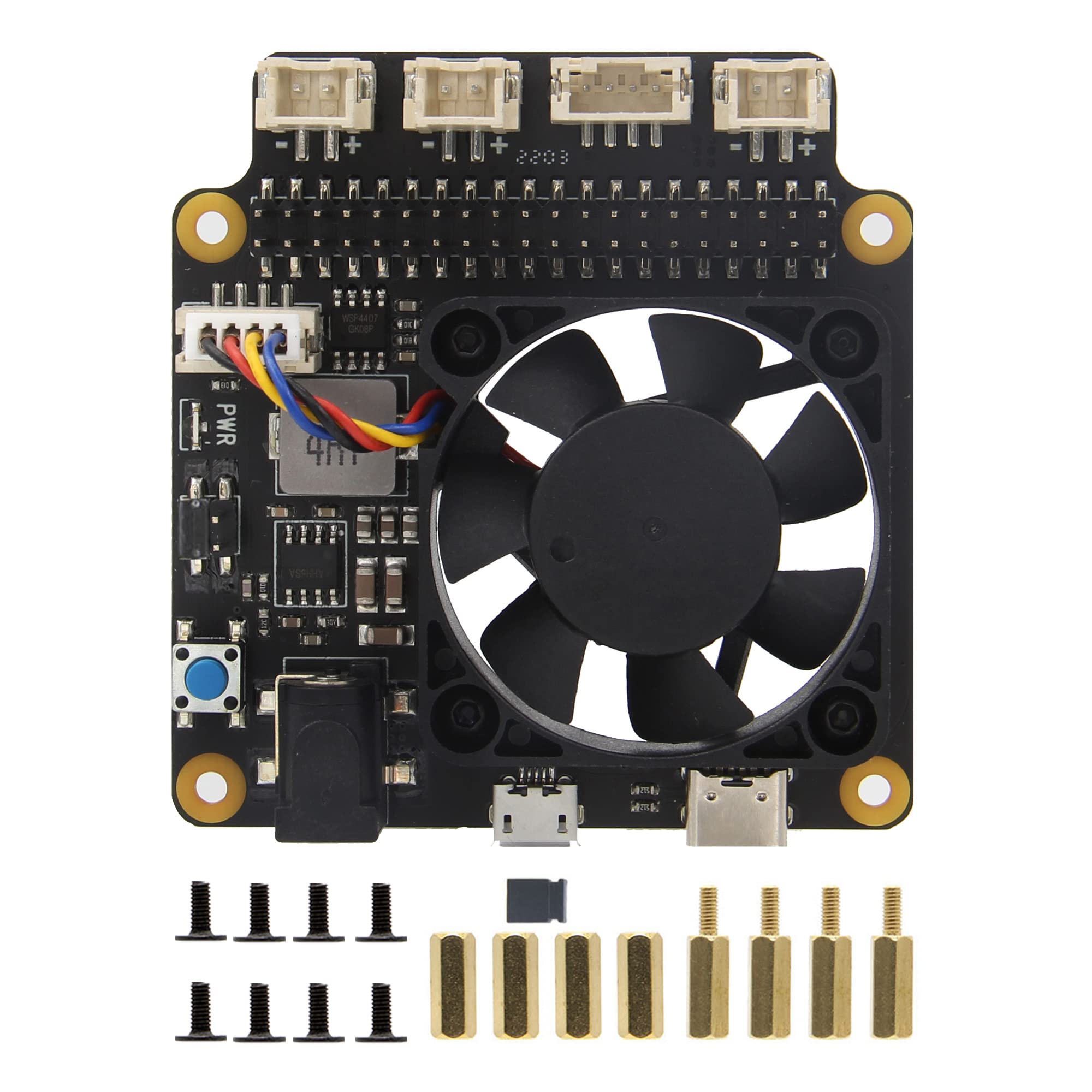 Geekworm for Raspberry Pi 4B/3B+/3B, X735 V3.0 Power Management with Safe Shutdown & PMW Cooling Fan Expansion Board + 20W Type-C 5V 4A Power Adapter Compatible with Raspberry Pi 4 Model B