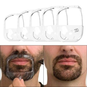 Goatee Shaving Template for Men with 5 Different Sizes, Beard Guide Shaper with Comb, Beard Shaping & Styling Template Perfect for Hairline Line-up, Edging, Stencil for Trimming, Mustache, Goatee