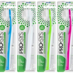 PRO-SYS® Soft Toothbrush for Adult with Sensitive Teeth & Gums, ADA Accepted, with 35-Tuft Wide Dupont® Tynex® Bristles, Pack of 4