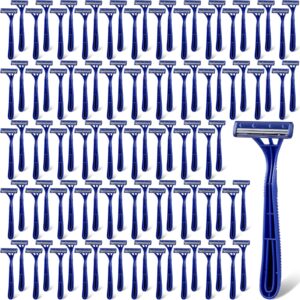 200 pieces disposable razor bulk for men individually wrapped twin blades shaving razor mens razors for shaving safety hotel guest house travel home use portable, blue