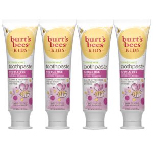 burt's bees kids toothpaste, natural flavor, fluoride free, bubble bee, 4.7 oz, pack of 4