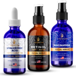 instaskincare renewing bundle - hyaluronic acid serum for face 2oz - niacinamide vitamin b3 facial serum 2 oz