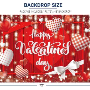 Allenjoy 72" x 48" Happy Valentine's Day Backdrop 14 February Valentines Romance Banner Love Couple Anniversary Party Supplies Red Heart Balloons Decoration Valentine Photography Background