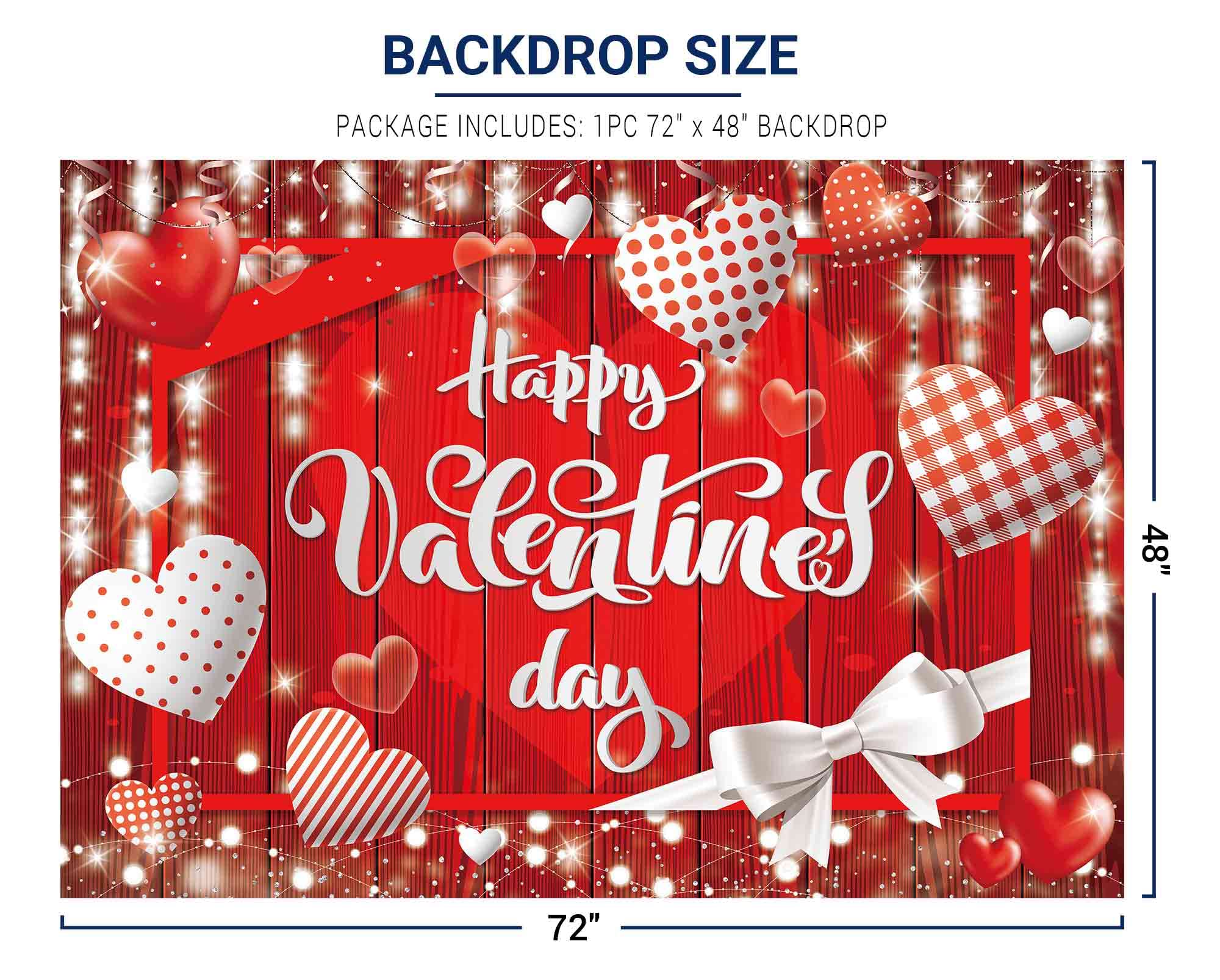 Allenjoy 72" x 48" Happy Valentine's Day Backdrop 14 February Valentines Romance Banner Love Couple Anniversary Party Supplies Red Heart Balloons Decoration Valentine Photography Background