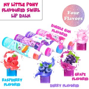 My Little Pony 4 Pack Vegan Lip Balm with Collectible Tin Case for Girls, Ages 3+