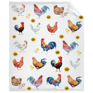 aozyhug chicken blanket sunflower rooster chickens blanket chicken stuff swaddle blanket girl chicken themed gifts toddler baby blankets for crib stroller (30"x40" inches)