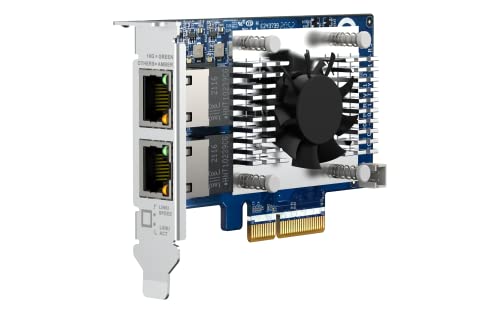 QNAP QXG-10G2TB Two Port 10GbE Network Card Supporting up to Five speeds (10GbE / 5GbE / 2.5GbE / 1GbE / 100MbE), and maximizes Your NAS and PC Network connectivity