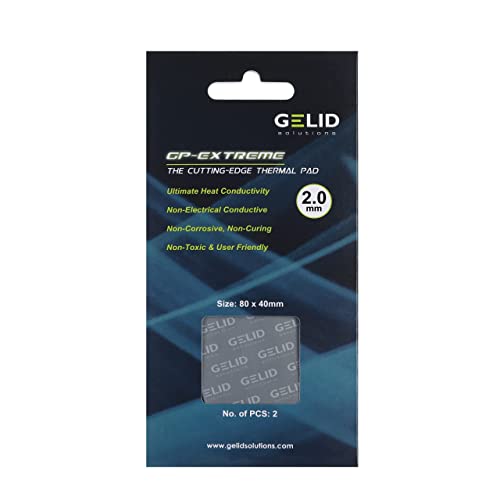 Gelid Solutions GP-Extreme 12W-Thermal Pad 80x40x2.0 (2pcs) Excellent Heat Conduction, Ideal Gap Filler. Easy Installation. 80x40x2.0 (2pcs)