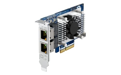 QNAP QXG-10G2TB Two Port 10GbE Network Card Supporting up to Five speeds (10GbE / 5GbE / 2.5GbE / 1GbE / 100MbE), and maximizes Your NAS and PC Network connectivity