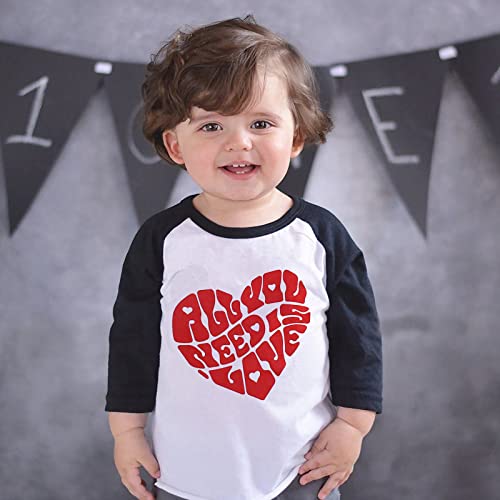 Shirts Toddler Boys Girls Long Sleeve T-Shirts Black Raglan Valentine Tees Kid All You Need is Love Tops 6 Years