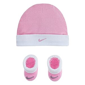 nike baby girls hat and bootie 2 piece gift set (pink(nn0598-a8f)/white, 0-6 months)