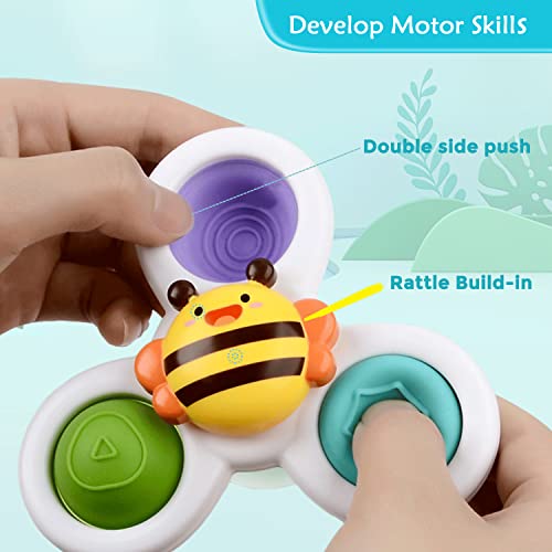 Suction Cup Spinner Toys for Babies，Toddler Fidget Toys Age 1-2, Suction Cup Bath Toys, Sensory Toys for Toddlers 1-3, Birthday Gifts for Girl Boy