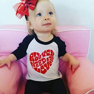 Shirts Toddler Boys Girls Long Sleeve T-Shirts Black Raglan Valentine Tees Kid All You Need is Love Tops 6 Years