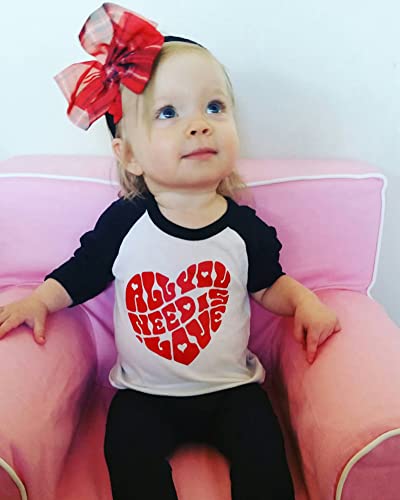 Shirts Toddler Boys Girls Long Sleeve T-Shirts Black Raglan Valentine Tees Kid All You Need is Love Tops 6 Years