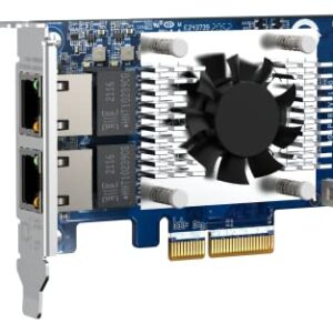 QNAP QXG-10G2TB Two Port 10GbE Network Card Supporting up to Five speeds (10GbE / 5GbE / 2.5GbE / 1GbE / 100MbE), and maximizes Your NAS and PC Network connectivity