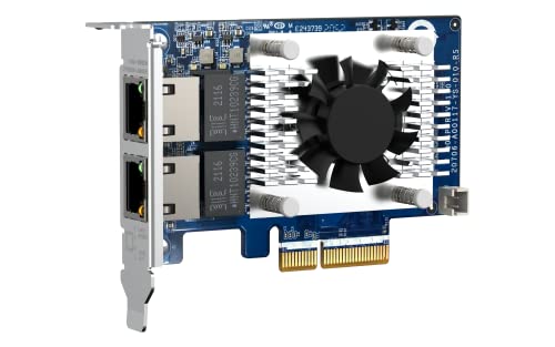 QNAP QXG-10G2TB Two Port 10GbE Network Card Supporting up to Five speeds (10GbE / 5GbE / 2.5GbE / 1GbE / 100MbE), and maximizes Your NAS and PC Network connectivity