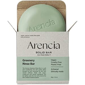 arencia greenery conditioner bar for moisturizing and volumizing - frizz-free formula for curly hair, hair softening and detangling, color protecting - vegan, ph balanced, sulfate free, natural