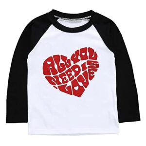 shirts toddler boys girls long sleeve t-shirts black raglan valentine tees kid all you need is love tops 6 years