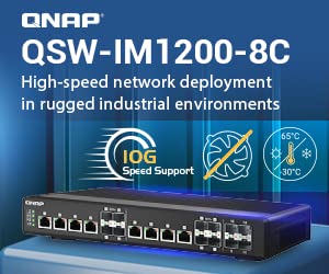 QNAP 12-Port Industrial-Grade 10GbE Layer 2 Managed Switch with 8 x 10GbE Combo and 4 x 10GbE SFP+ Ports (QSW-IM1200-8C-US)