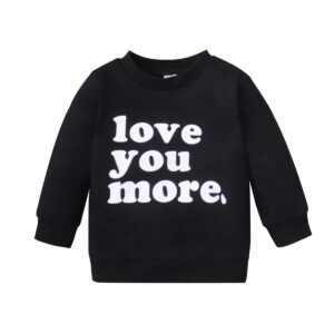 ciyo valentine's day-toddler baby boy girls clothes letter printed long sleeve pullover sweatshirt shirt sweater tops black 2-3t