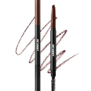 im unny designing eyebrow pencil with brush (brown), waterproof, ultra-triangle tip to draw precise hair-like stroke, longwearing, soft texture with natural colors for daily look, korean makeup