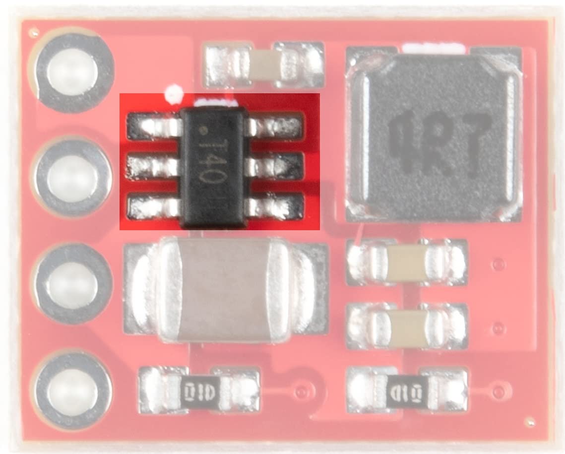 SparkFun BabyBuck Regulator Breakout-3.3V (AP63203)- Regulate power- 2A synchronous buck converter- wide input 3.8V-32V- high-efficiency step-down DC/DC conversion- low profile 0.4in x 0.5in footprint