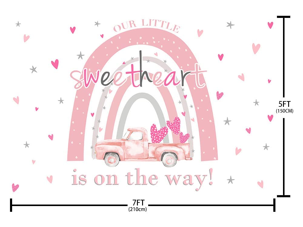 MEHOFOND Valentines Baby Shower Backdrop for Girl Sweetheart Baby Shower Decorations Banner A Little Sweetheart is On The Way Boho Rainbow Photography Background Studio Photo Props Vinyl 7x5ft