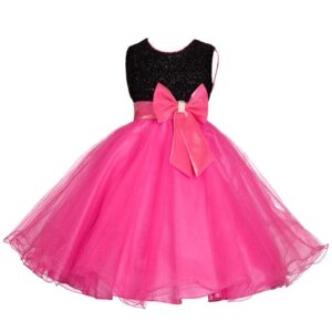 dressy daisy baby girls special occasion dresses wedding flower girl pageant gown party dress size 18-24 months, black and hot pink