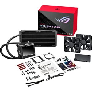 ASUS ROG Ryujin II 240 RGB all-in-one liquid CPU cooler 240mm Radiator (3.5"color LCD, embedded pump fan and 2xNoctua iPPC 2000 PWM 120mm radiator fans, compatible with Intel LGA1700,1200 &AM4 socket)