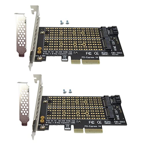 High Performance Durable 2x M.2 NGFF to Desktop NVMe SATA Dual SSD PCI Express Adapter Card Suitable for a PCIe x4, x8, or x16 slot Vicue