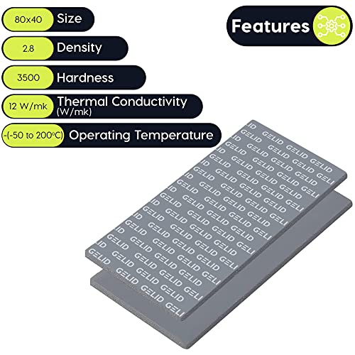 Gelid Solutions GP-Extreme 12W-Thermal Pad 80x40x2.0 (2pcs) Excellent Heat Conduction, Ideal Gap Filler. Easy Installation. 80x40x2.0 (2pcs)