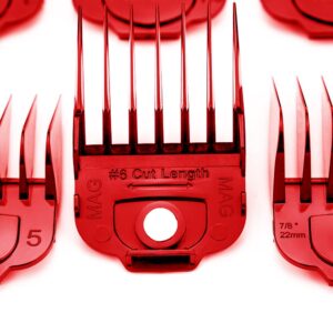 Kaynway for Andis Magnetic Clipper Guards 10PCS, Upgrade Professional Clipper Guard Comb Guides for Andis Master Hair Clippers - 1/16" to 1"(Red)