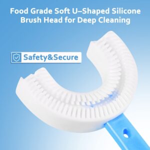 Kids U Shaped Toothbrush,Silicone Soft bristled Baby U-Shaped Cleaning Toothbrush -360° Oral Cleaning Design , Suitable for Children Aged 6-12, are Available 2pcs