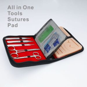 All-In-One Suture Practice Kit Training Kit for Medical, PA, NP Students, Residents, and Practicing Clinicians, Durable Silicone Suture Pad, Instruments, with Suture Training Videos for education only