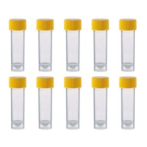 cctvmtst 50pcs 5ml plastic graduated vial storage container test tubes with yellow screw caps