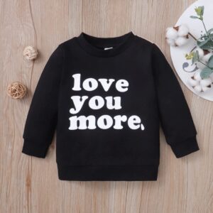 CIYO Valentine's Day-Toddler Baby Boy Girls Clothes Letter Printed Long Sleeve Pullover Sweatshirt Shirt Sweater Tops black 2-3T