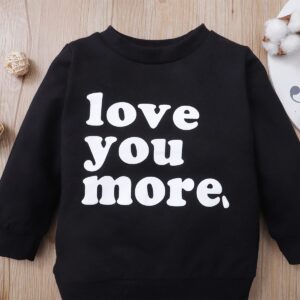 CIYO Valentine's Day-Toddler Baby Boy Girls Clothes Letter Printed Long Sleeve Pullover Sweatshirt Shirt Sweater Tops black 2-3T