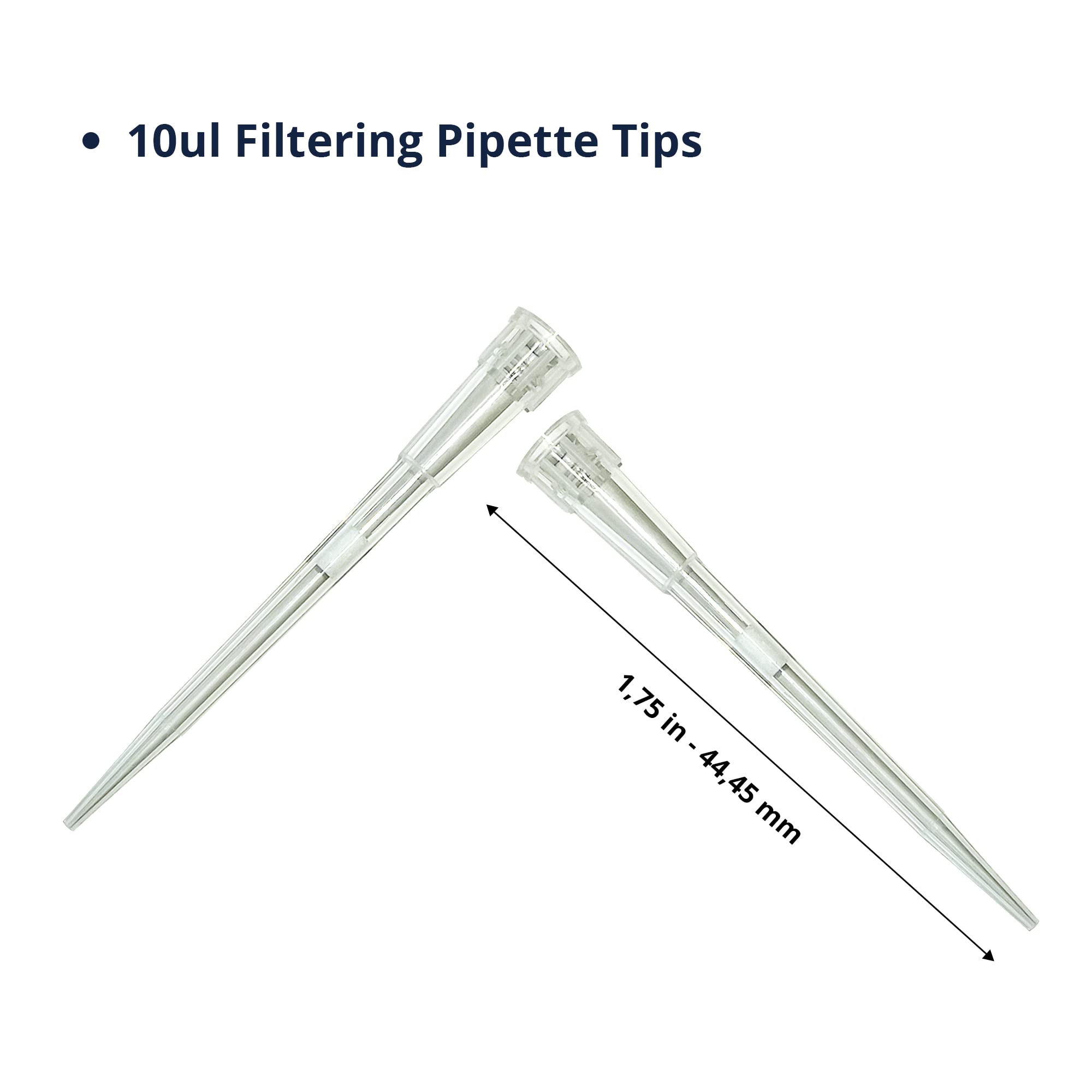 10ul Filtering Pipette Tips - Universal Filter Pipette Tips - Clear White, RNase, DNase, and DNA Free, Racked - 10 Racks, 96 Tips/Rack (10ul)