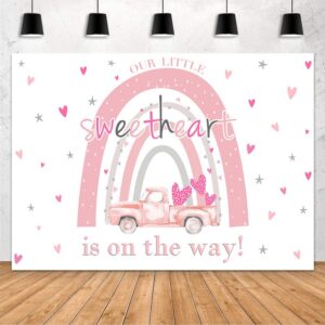 mehofond valentines baby shower backdrop for girl sweetheart baby shower decorations banner a little sweetheart is on the way boho rainbow photography background studio photo props vinyl 7x5ft