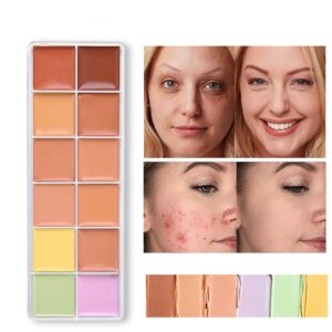 maepeor color correcting concealer palette 12 colors creamy contour palette full coverage lightweight concealer contour makeup palette for concealing blemishes, brighten dark circles