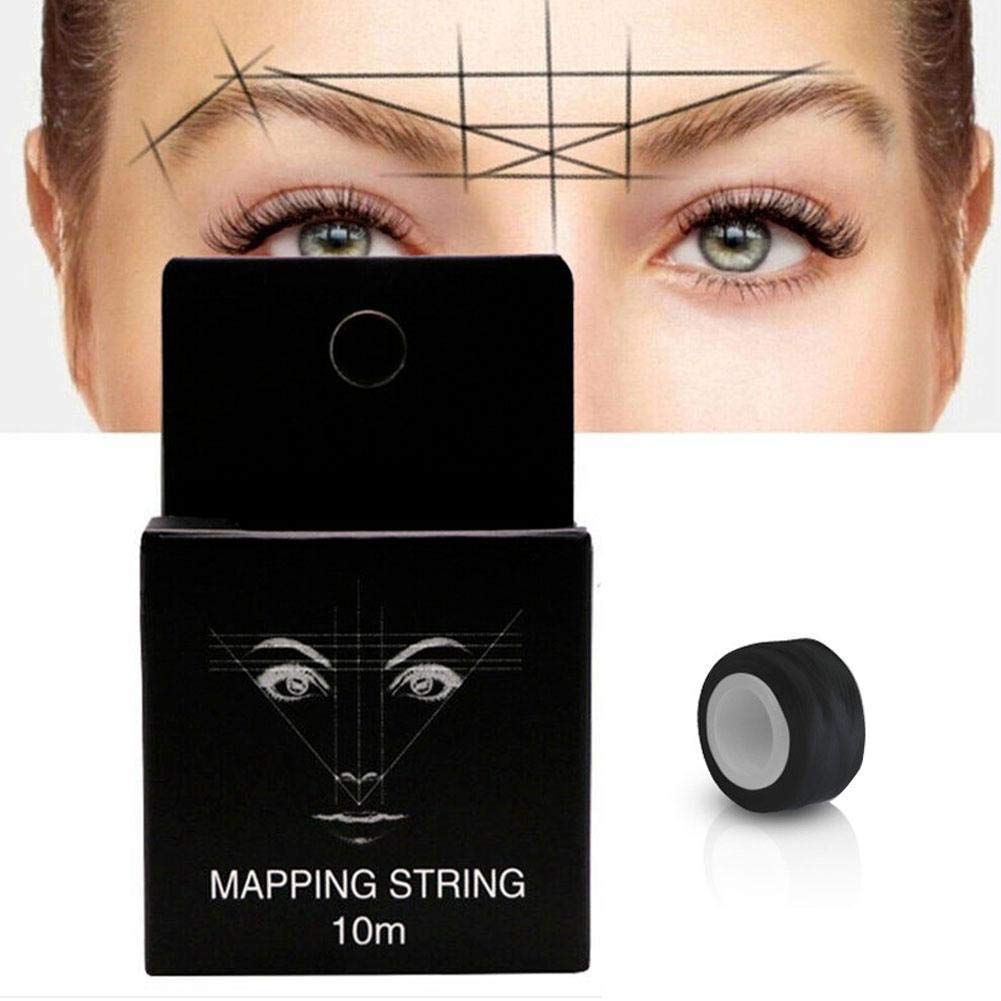 2 Boxes Pre-inked Eyebrow Mapping Marker 10m Black White Ink Eyebrow Thread Line Tattoo Brows Point Thread Marker Measuring Tool for Marking Symmetrical Eyebrows