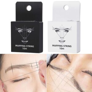 2 Boxes Pre-inked Eyebrow Mapping Marker 10m Black White Ink Eyebrow Thread Line Tattoo Brows Point Thread Marker Measuring Tool for Marking Symmetrical Eyebrows