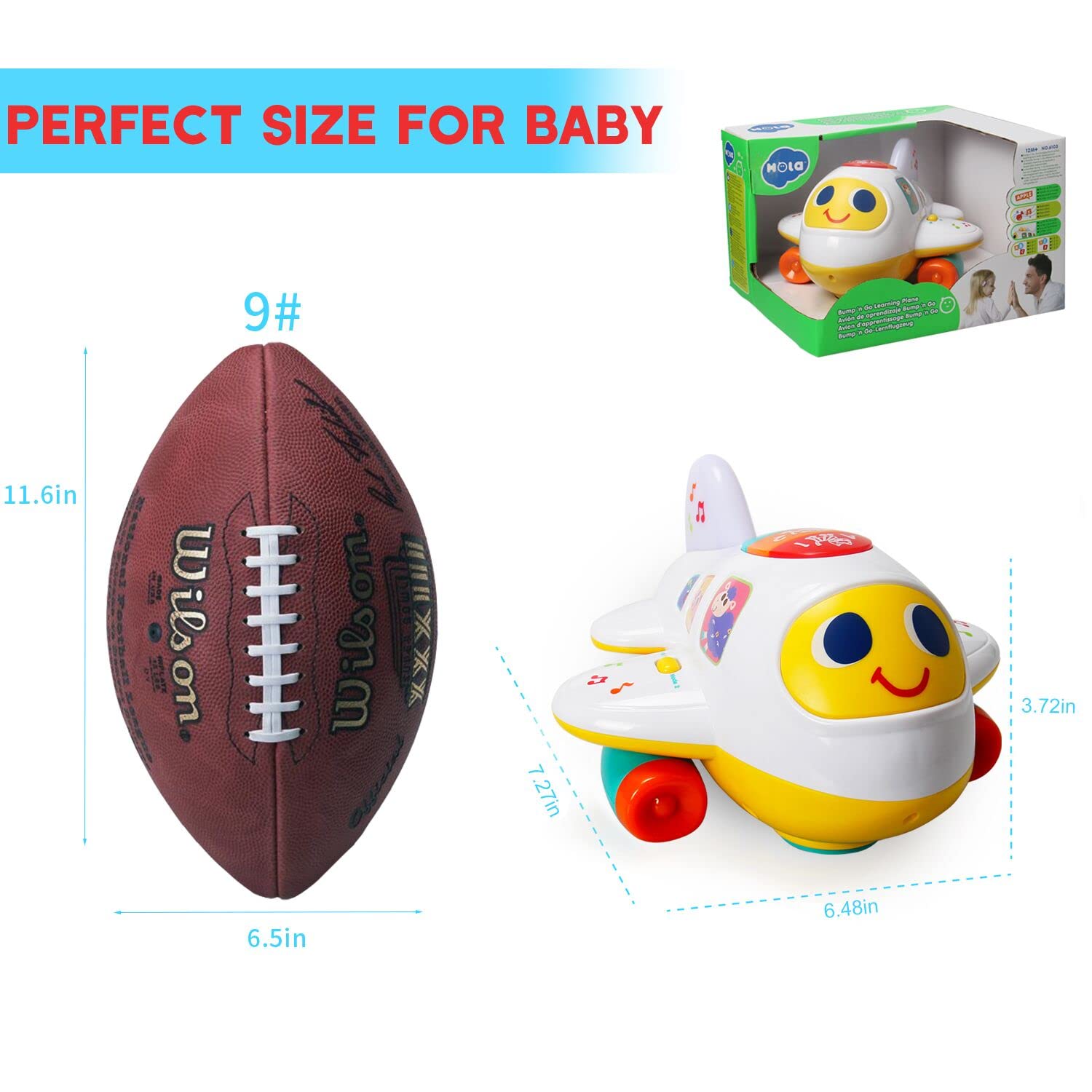 JJKIMAG Baby Toys 6 to12 Months Musical Airplane Crawling Infant Toys with Lights/Universal Moving Educational Toys for 12-18 Month Birthday Toddler Toys for 1 2 3 Year Old Boys Girls, Medium (y123)